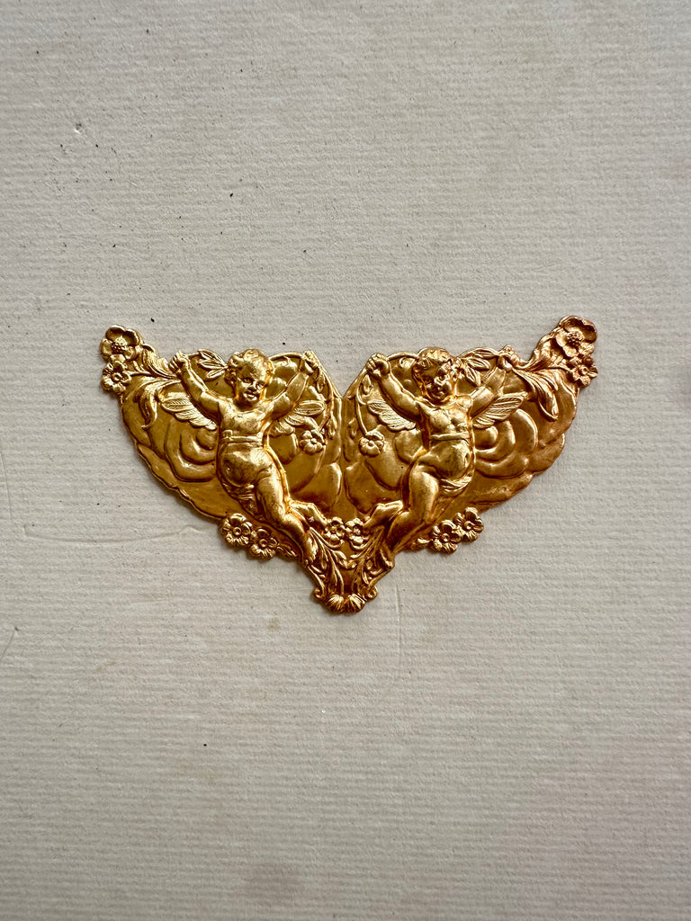 Raw brass Gold cherub stamping – Faded Fragments