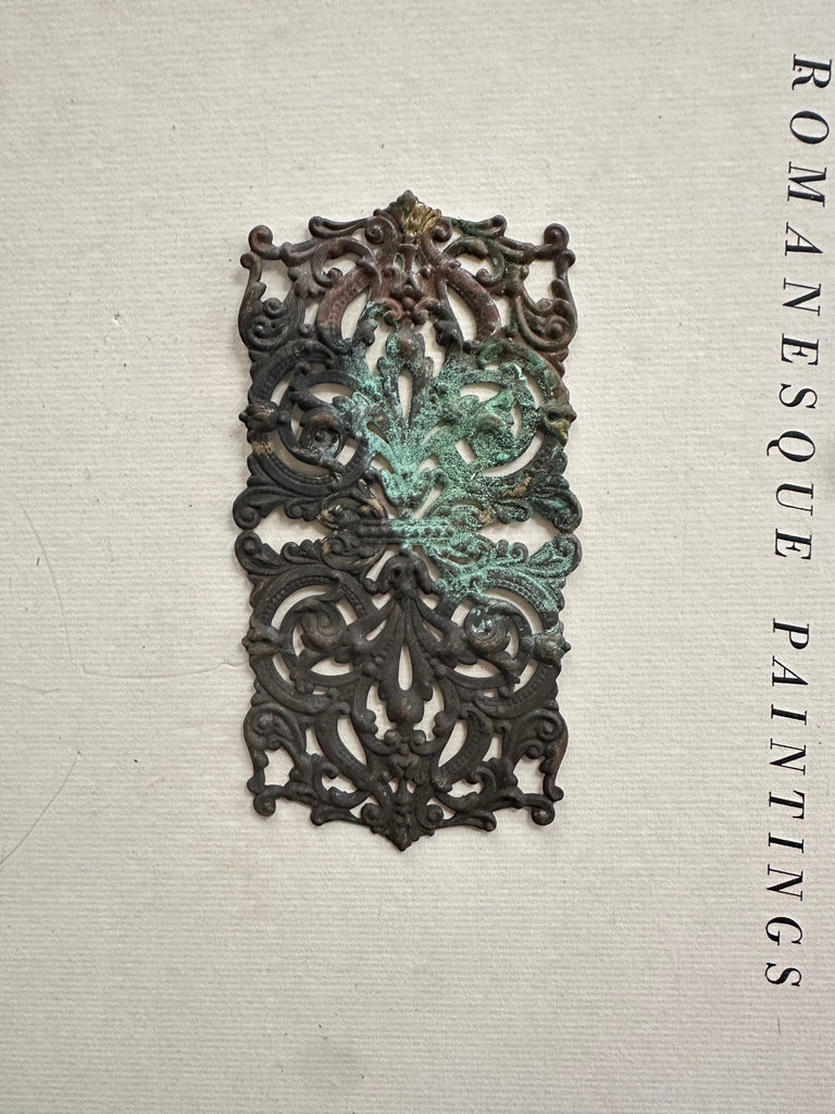 Raw brass patina filigree stamping – Faded Fragments