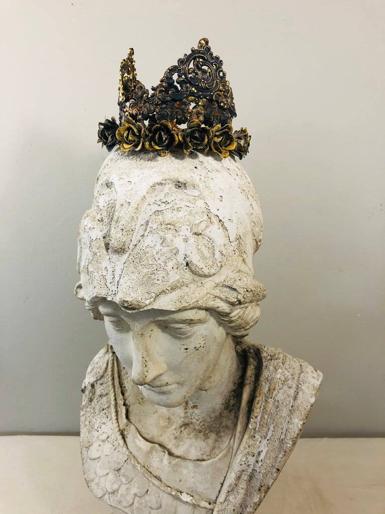Metal crown with beautiful petite roses around the base of crown ...