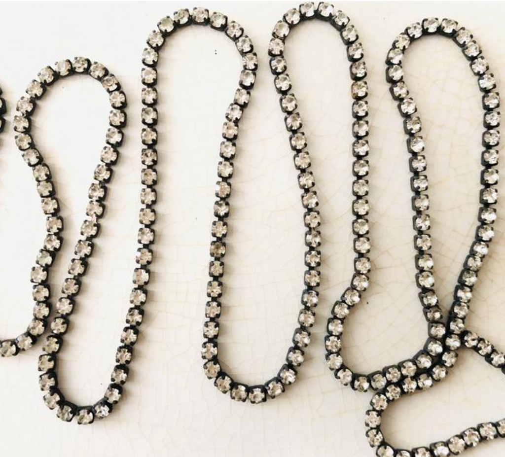 Rhinestone chain,3mm rhinestones,rhinestone chain by the foot,crystal ...