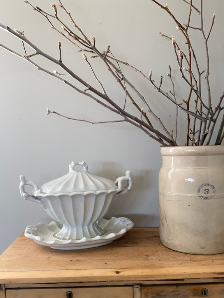 Antique Red Cliff Ironstone Large soup Tureen with under plate – Faded ...